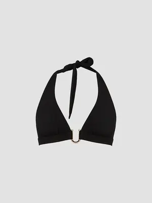 Shoshanna Ring-detail Halterneck Bikini Top - Jet