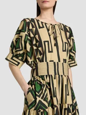 MAISON COMMON Abstract-print Cotton A-line Midi-dress