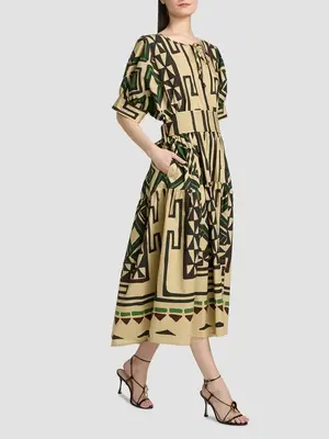 MAISON COMMON Abstract-print Cotton A-line Midi-dress