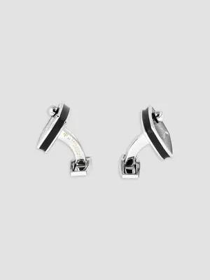 Tateossian Silvertone & Enamel Badminton Cufflinks