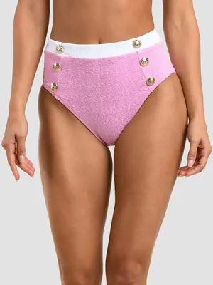 L'Agence Colorblock Chic Vanessa High-waisted Bikini Bottom - Blush