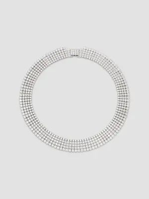 Adriana Orsini Diana Drama Rhodium-plated & Cubic Zirconia Collar Necklace - Silver