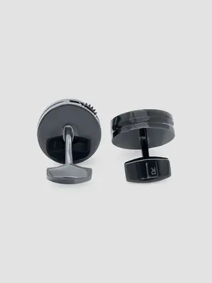 Tateossian Ip Black & Enamel Gear Cufflinks