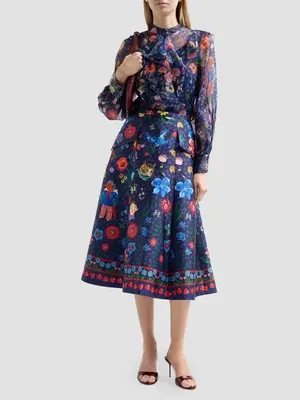 MAISON COMMON Floral Mikado Midi Skirt
