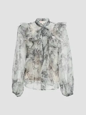 MAISON COMMON Floral Silk Organza Blouse