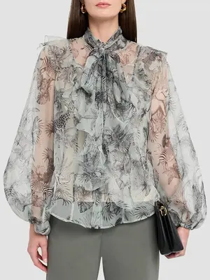 MAISON COMMON Floral Silk Organza Blouse
