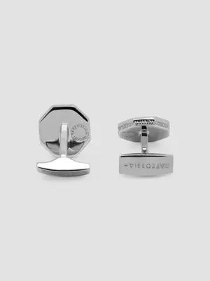 Tateossian Black Rhodium-plated Sterling Silver & Sapphire Octagon Cufflinks
