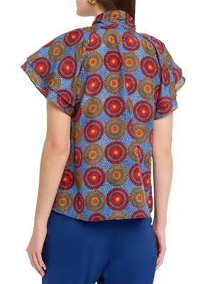 MAISON COMMON Geometric Jacquard Cotton Viole Shirt
