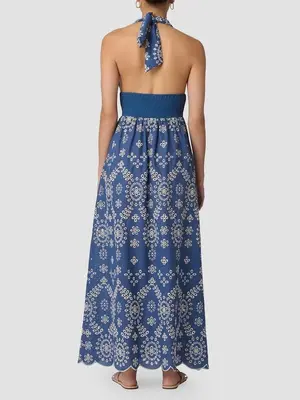 Shoshanna Floral Cotton Halterneck Maxi-dress