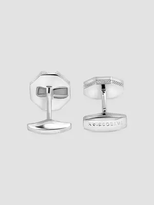 Tateossian Rhodium-plated Sterling Silver & Goldstone Octagon Cufflinks