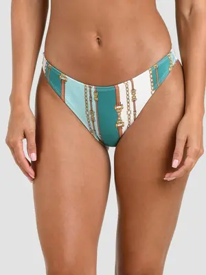 L'Agence Belt Stripe Jean Scoop Bikini Bottom