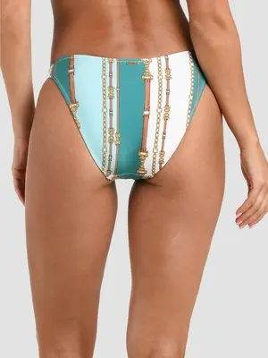 L'Agence Belt Stripe Jean Scoop Bikini Bottom