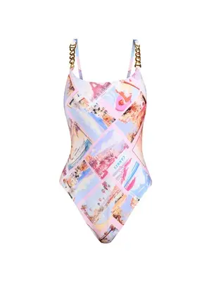 L'Agence Remi Postcard Print One-piece Swimsuit