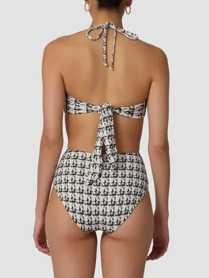 Shoshanna Houndstooth Halterneck Bikini Top