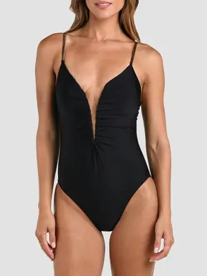 L'AGENCE Lilou Plunging Underwire One-piece Swimsuit