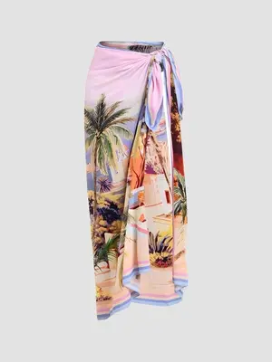 L'Agence Maribel Postcard-print Long Pareo