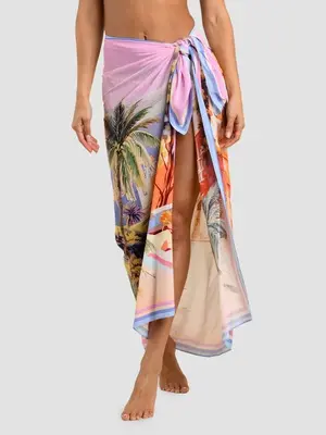 L'Agence Maribel Postcard-print Long Pareo