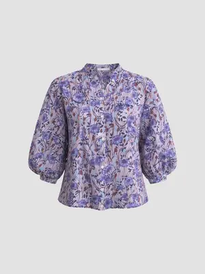 Rebecca Taylor Daphne Floral Cotton-silk Blouse - Iris Multi