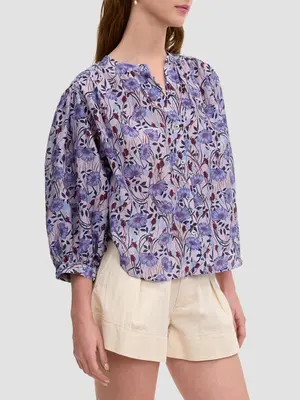Rebecca Taylor Daphne Floral Cotton-silk Blouse
