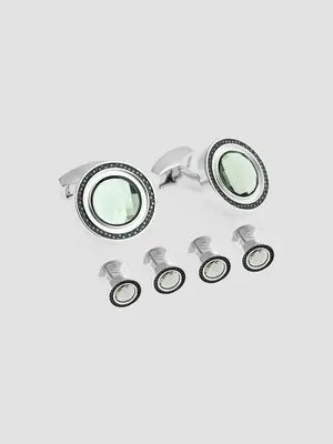 Tateossian 6-piece Swarovski Crystal Stud & Cufflink Set - Black