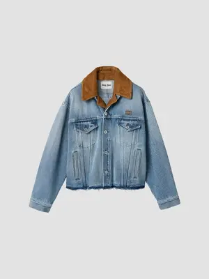 Miu Miu Washed Denim And Suede Blouson Jacket