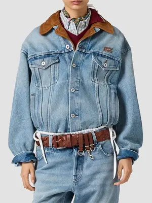 Miu Miu Washed Denim And Suede Blouson Jacket