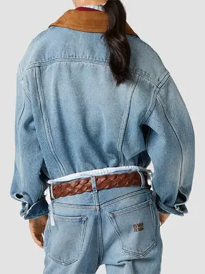 Miu Miu Washed Denim And Suede Blouson Jacket
