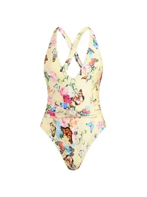 L'Agence Lisa Garden Butterflies Plunge One-piece Swimsuit - Multi