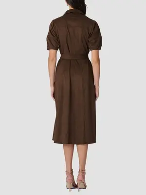 Shoshanna Mara Faux-suede Button-front Midi-dress