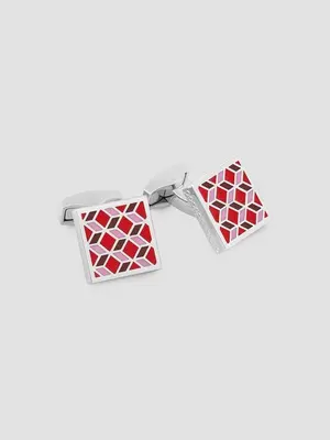 Tateossian 3d Illusion Geometric Cufflinks - Red