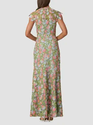 Shoshanna Raven Floral Guipure A-line Gown
