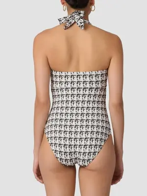 Shoshanna Houndstooth Halterneck One-piece Swimsuit