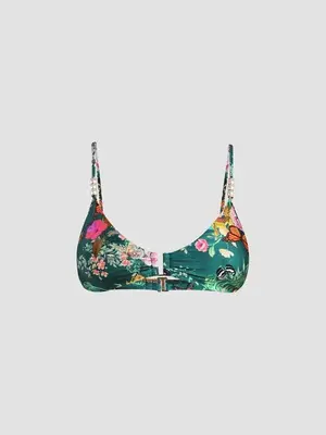L'Agence Charonda Butterfly Yazmin Printed Triangle Bra Top - Multi