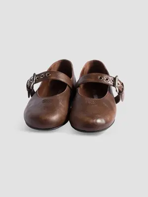 Miu Miu Nappa Leather Ballerinas - Brown
