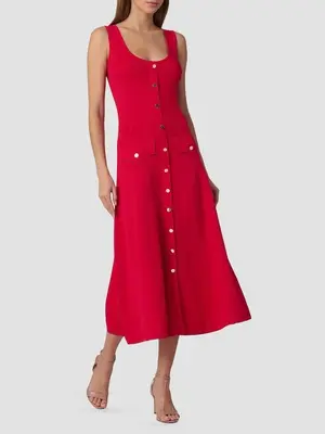Shoshanna Martha Button-front Midi-dress - Cherry