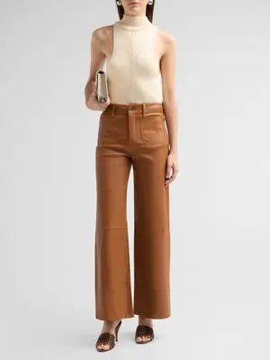 FRAME The Modernist Leather Slim-fit Palazzo Pants