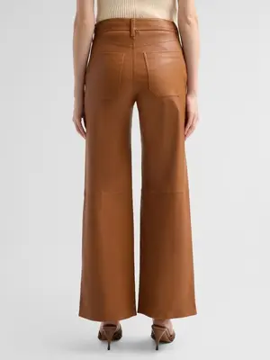 FRAME The Modernist Leather Slim-fit Palazzo Pants