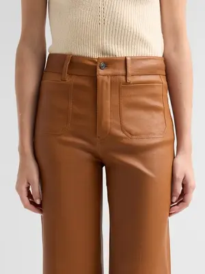 FRAME The Modernist Leather Slim-fit Palazzo Pants