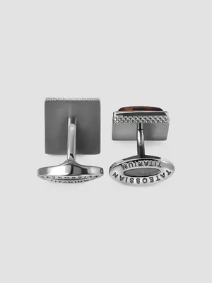Tateossian Titanium & Tiger's Eye Square Cufflinks