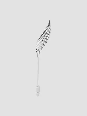 Tateossian Silvertone Feather Lapel Pin - Silver