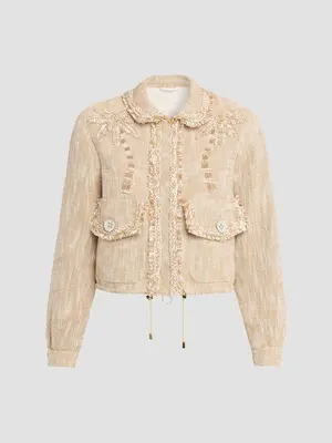 MAISON COMMON Embroidered Cotton-blend Tweed Jacket