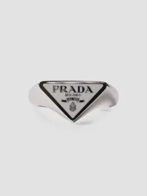 Prada Enameled Metal Ring - Silver