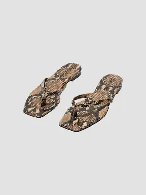 AeydĒ Renee Snake-embossed Leather Sandals - Hazelnut