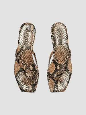 AeydĒ Renee Snake-embossed Leather Sandals - Hazelnut