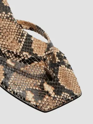 AeydĒ Renee Snake-embossed Leather Sandals - Hazelnut