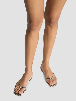 AeydĒ Renee Snake-embossed Leather Sandals - Hazelnut