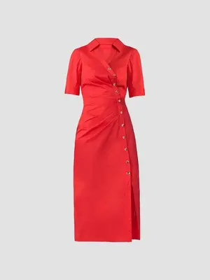 Shoshanna Emmett Stretch Cotton Asymmetric Shirtdress