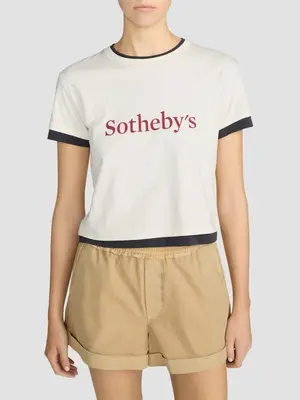 FRAME X Sotheby's Layered Cotton T-shirt - Cream Multi
