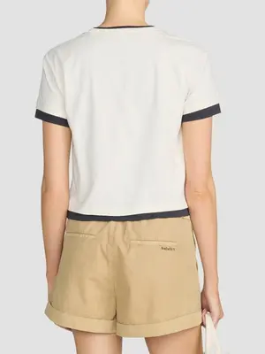 FRAME X Sotheby's Layered Cotton T-shirt - Cream Multi