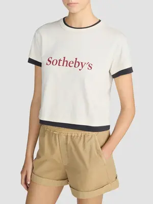 FRAME X Sotheby's Layered Cotton T-shirt - Cream Multi